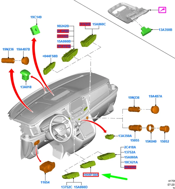 FORD TRANSIT CUSTOM MK1 Dash Switch Opening Left Cover LHD 2228822 NEW ...