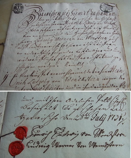 HANDWRITING LENZERWISCHE 1731: Sale Two Manors, Nobility, From ...