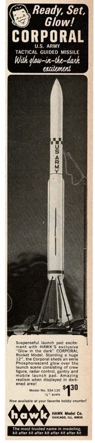 1969 HAWK CORPORAL US Army Guided Missile model rocket Vintage Print Ad ...