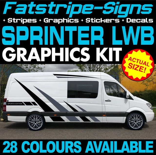 TO FIT MERCEDES SPRINTER LWB GRAPHICS STICKERS STRIPES RACE CAMPER VAN ...