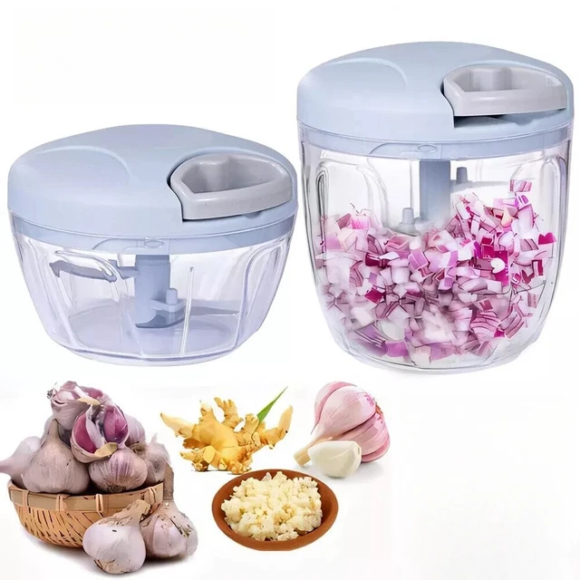 NEW MANUAL PULL Rope Vegetable Onion Garlic Chopper Food Hand Held ...