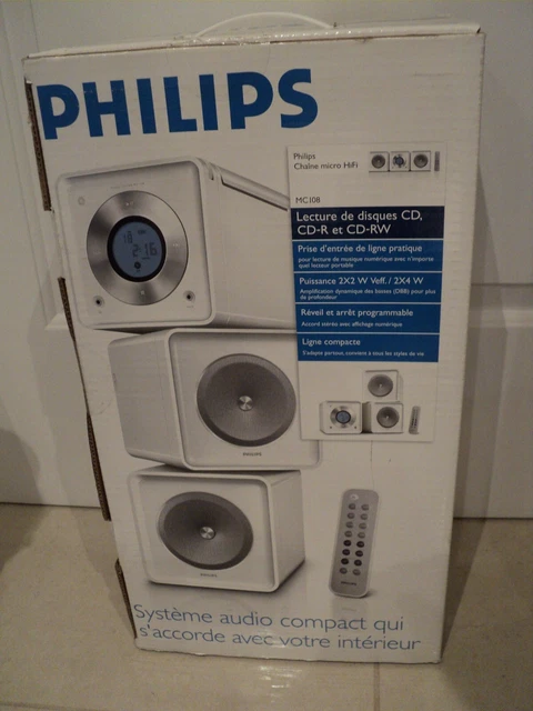 PHILIPS COMPACT AUDIO System Micro Hi-Fi System MC 108 White Box Used £ ...