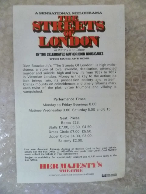 FLYER HER MAJESTY'S Theatre FLYER The Streets of London £5.99 - PicClick UK