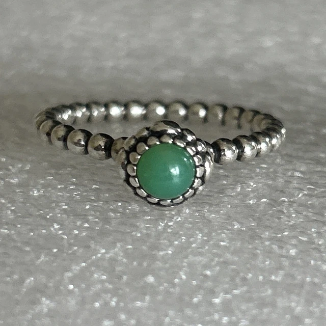 GENUINE PANDORA 🌟 May Birthstone Chrysoprase Ring 🌟 Size 58 🌟 190854 £ ...