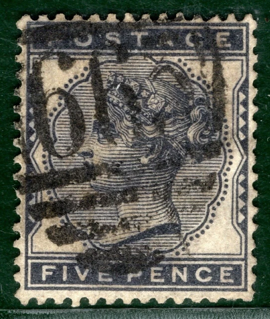 TIMBRO GB QV SG.169 5d indaco (1881) numero usato gatto £175- {samwells}XRED65 EUR 17,08 ...
