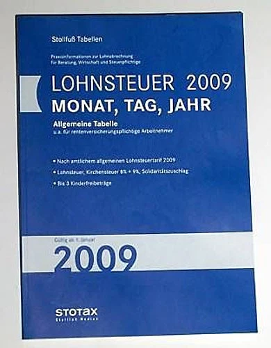 LOHNSTEUER 2009 - Monat, Tag, Jahr - Allgemeine Tabelle Stollfuß EUR 7 ...