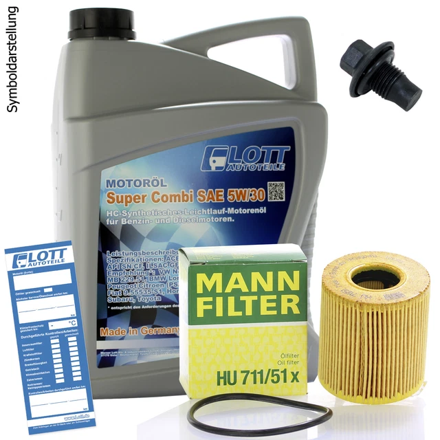 ÖLWECHSEL SET 5L 5W-30 Öl Motoröl Lott + MANN Ölfilter + Ablassschraube EUR 62,49 - PicClick IT