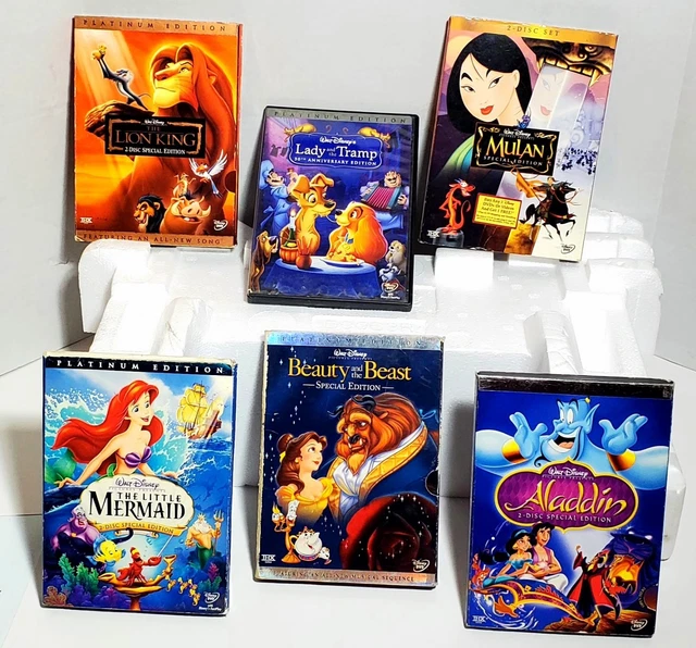 DISNEY PLATINUM EDITION DVD Lot Lion King Aladdin Mulan w/ Mini Book ...