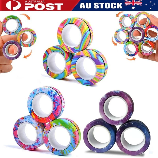3X MAGNETIC RING Anxiety Stress Relief Cube Finger Spinner Sensory ...