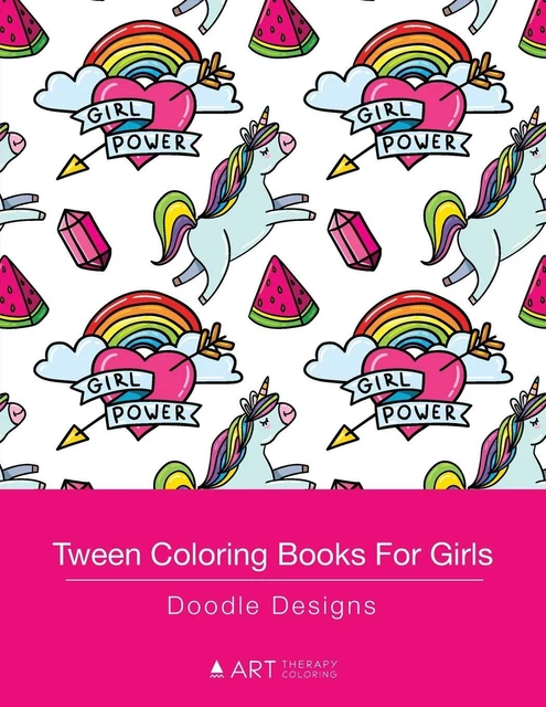 ART THERAPY COL Tween Coloring Books For Girls: Doodle Designs ...