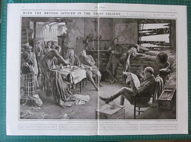 BRITISH OFFICERS YPRES Salient Matania World War One WW1 -1915 ...