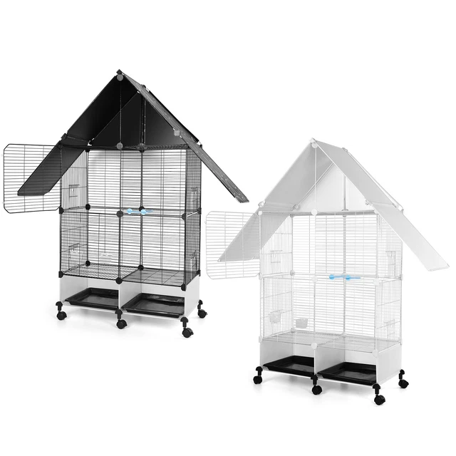 2 TIER BIRD Cage with Lock Bird Villa Bird Cage for Parakeets Parrot ...