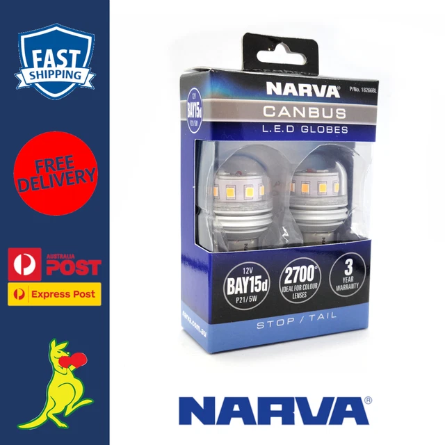 NARVA LED STOP Tail Light Globe BAY15D 21/5W CANbus 12V Pair GENIII LED ...