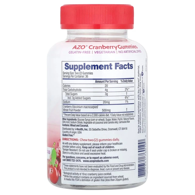AZO, CRANBERRY GUMMIES, Berrylicious, 72 Gummies (250 mg per Gummy) £28 ...