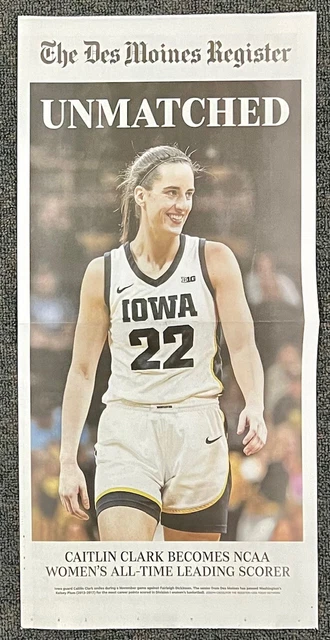 2024 CAITLIN CLARK Iowa Hawkeyes UNMATCHED Newspaper vs Michigan Women ...