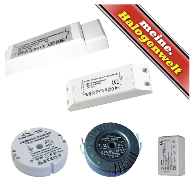 HALOGEN-TRAFO 50W-60W-105W-150W-200W-300W VA 12V Transformator Flach ...