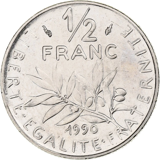 FRANCE, 1/2 FRANC, Semeuse, 1990, Monnaie de Paris, série FDC, Nickel, SPL EUR 76,95 - PicClick IT