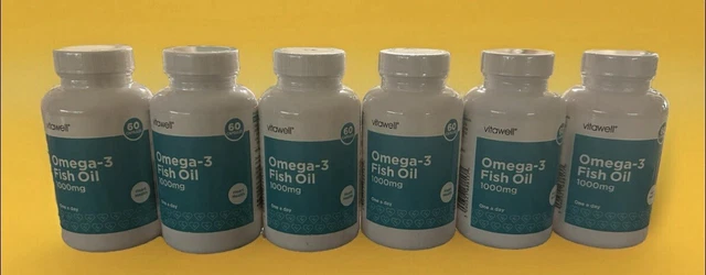 VITAWELL OMEGA 3 Fish Oil 1000mgx60x6 BB 04/24 £4.99 - PicClick UK
