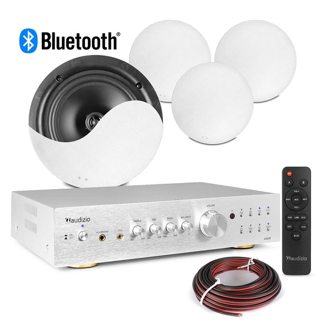 2-ZONE MULTI ROOM Ceiling Speaker System with Bluetooth - 4x NCSS8 ...