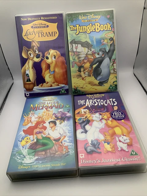 4 X WALT Disney VHS Tape Bundle Inc Little Mermaid Lady Tramp jungle ...