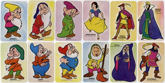 DISNEY SNOW WHITE Dwarf Princess Queen Prince Charming Blank Back Swap ...