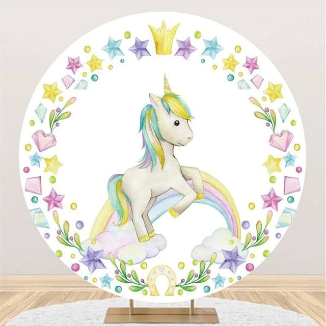 CIRCLE RAINBOW AND White Horse Baby Shower Backdrop $37.84 - PicClick AU