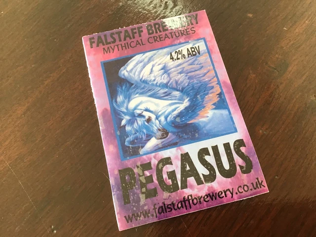 RARE FALSTAFF BREWERY Pegasus Mythical Creatures Beer Pump Clip Horse £ ...