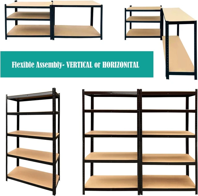 HEAVY DUTY METAL Muscle Rack Adjustable Steel Storage Garage Unit 5 ...