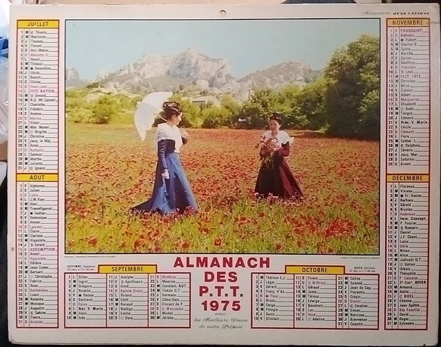 CALENDRIER PTT - almanach de la poste 1975 Pays De La Loire / Provence ...