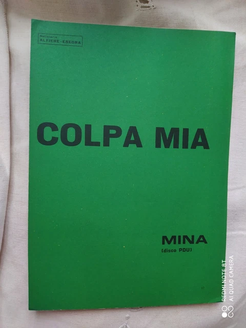 MINA &COLPA MIA& - Spartito Singolo Vintage (1976) - Ed. Alfiere/Pdu EUR 6,00 - PicClick IT