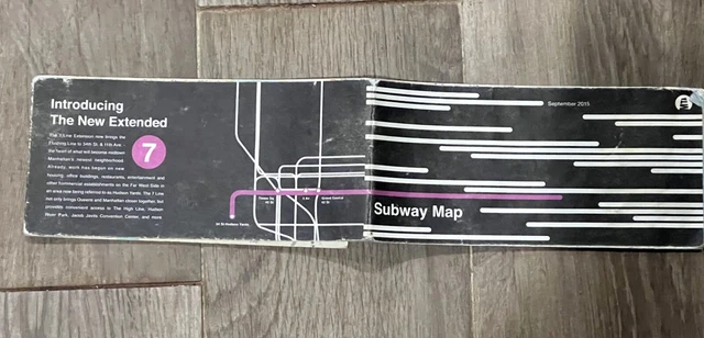 NEW YORK CITY NYC Subway Map MTA Metropolitan Transit September 2015 ...