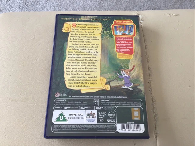 WALT DISNEY CLASSICS Robin Hood Animated DVD Movie VGC EUR 4,64 ...