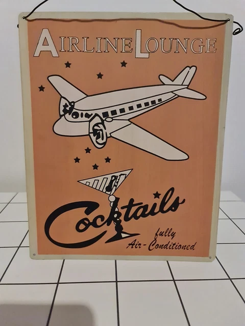 ANTIQUE AIRLINE LOUNGE Coctails Very Rare Metal Sign £19.00 - PicClick UK