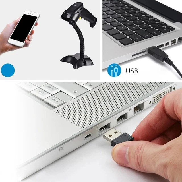 Desktop Corded Barcode Scanner Handheld Barcode Reader Code Data Reader 8684
