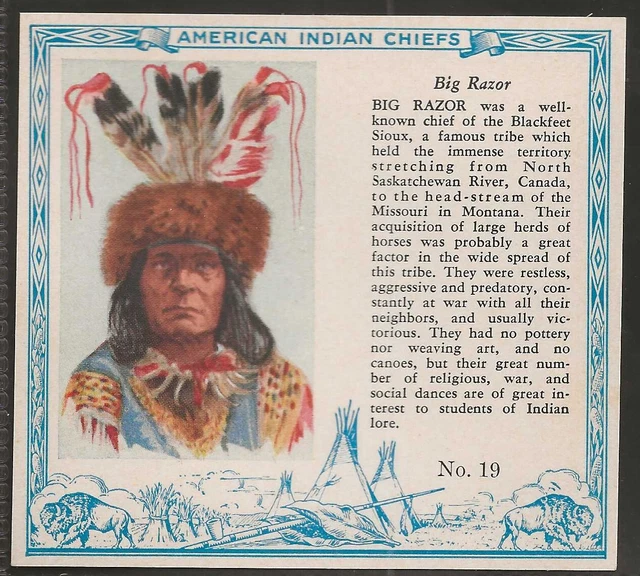 RED MAN CHEWING Tobacco (Usa)-American Indian Chiefs 1952-#19- Big ...