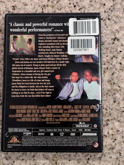 JASONS LYRIC (DVD, 1994) Jada Pinkett, Treach, Forest Whitaker, Eddie ...