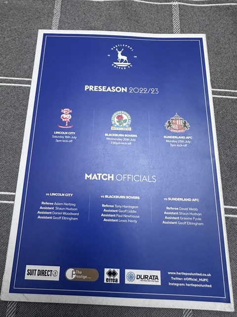 HARTLEPOOL UNITED V Lincoln City Blackburn Rovers Sunderland programma 2022-2023 EUR 12,92 ...