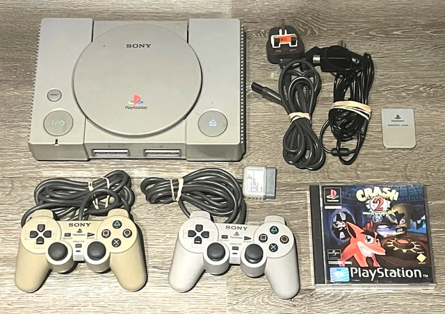 PS1 PLAYSTATION CONSOLE, 2 X Controllers, Cables, Leads & Crash ...