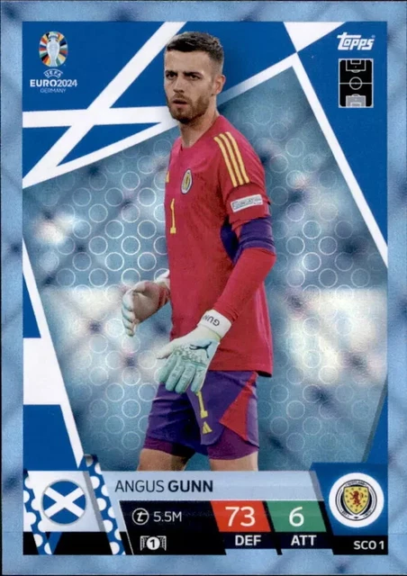 MATCH ATTAX EURO 2024 Angus Gunn Scotland Crystal Parallel Blue Topps ...
