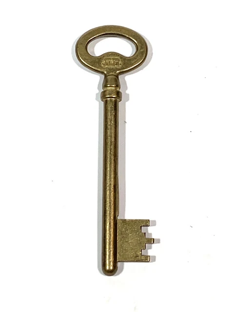 BRASS SKELETON BIT Key Vintage Antique Brass Mortise Lock Key Not ...