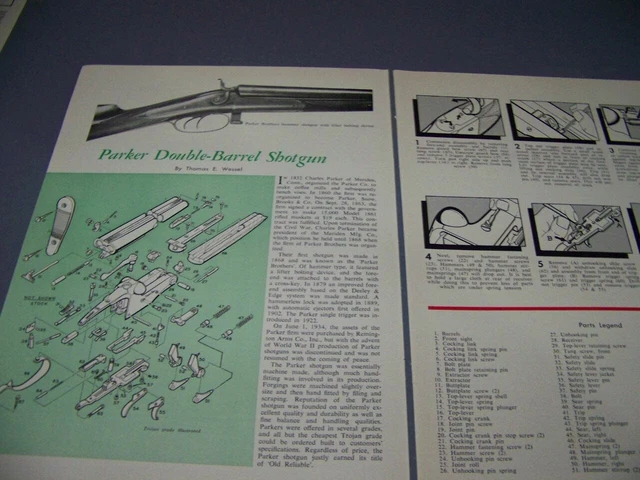 HISTORY: PARKER DOUBLE-BARREL Shotgun..details/Exploded View (802W) $24 ...
