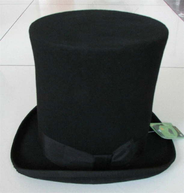 VINTAGE WOOL MAD Hatter Top Hat Magic Performing Party Black Cap ...