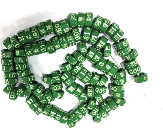 RINGS PLASTIC 2025 for Pigeons/ Hens 08/10/ 12/14/ 16/18/20mm Green ...