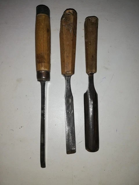 LOT DE 3 Outils A Bois Estampilles Ciseaux Gouge Bedane EUR 14,50 ...