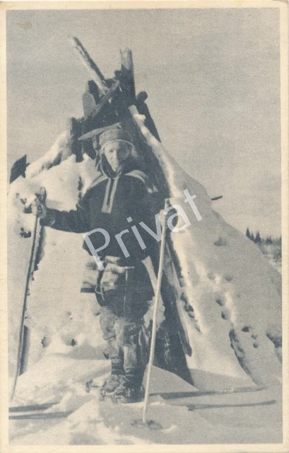 FOTO PK WK II Mann mit Zelt Kota Finnland Eismeerfront Sámi Lappen 1941 ...