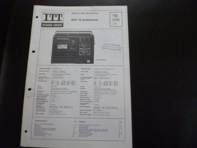 ORIGINAL SERVICE MANUAL Schaltplan ITT Schaub Lorenz RCX 75 professional EUR 11,90 - PicClick DE