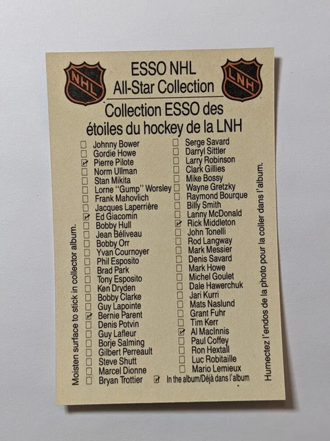 DARRYL SITTLER HOF 1988-89 ESSO NHL All-Star Collection #26 Maple Leafs ...