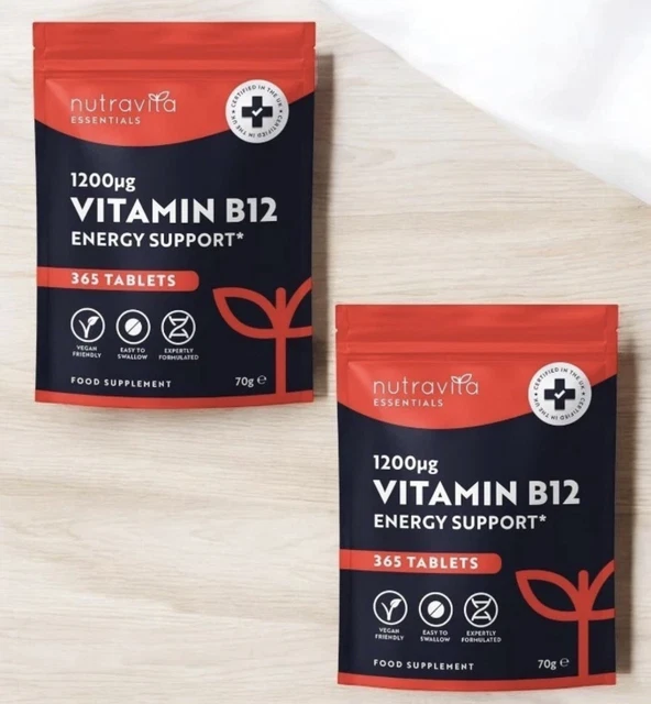 VITAMIN B12 1200MCG Nutravita 365 Tablets x 2 Pack Vegan Food ...