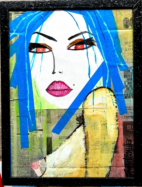 UNIQUE MIXED MEDIA Painting of SEXY FEMALE UPCYCLED SWARTZMILLER DNA ...