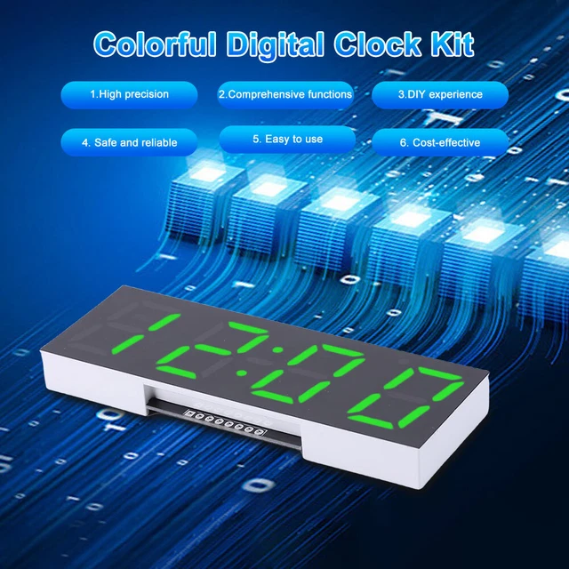 4 DIGIT DIY LED Digital Clock Kit USB Powered Electronic Clock Kit ...